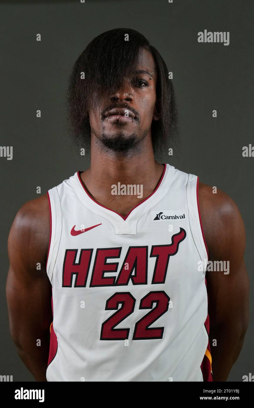 Miami Heat forward Jimmy Butler poses for a photo during the NBA ...