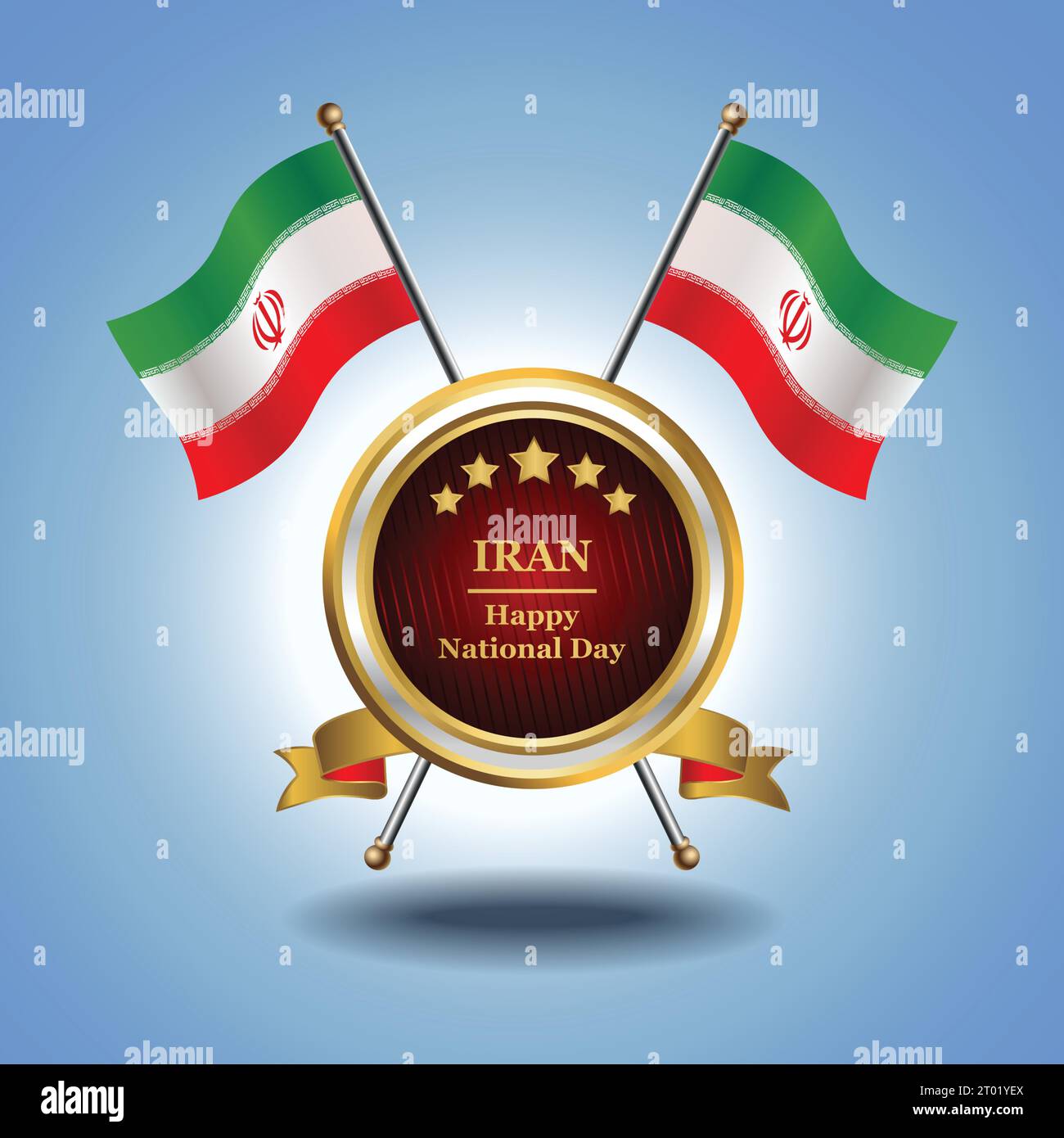 Small National flag of Iran on Circle With garadasi blue background ...