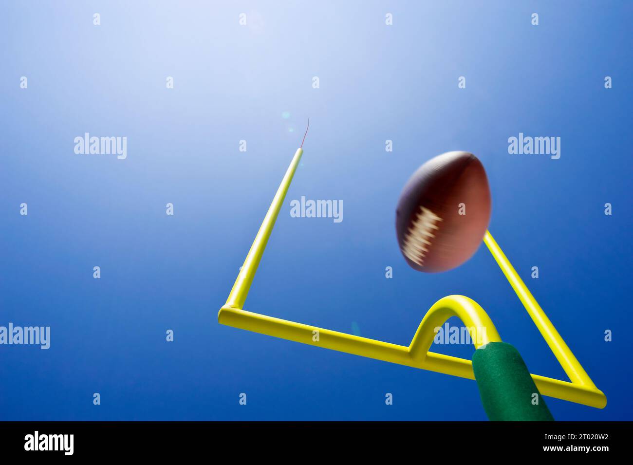 Field Goal or Extra Point in American Football looking up at the goal ...