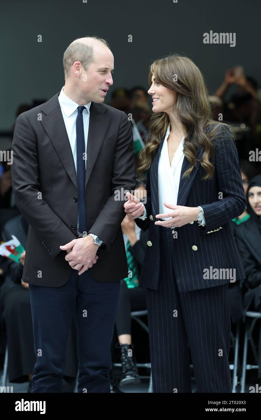 The Prince and Princess of Wales during a visit to Fitzalan High School ...