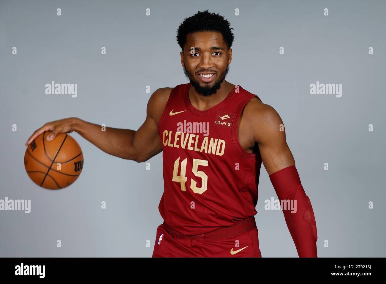 Cleveland Cavaliers guard Donovan Mitchell poses for a portrait during ...