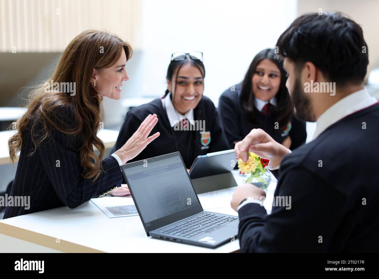 The Princess of Wales during a visit to Fitzalan High School in Cardiff ...