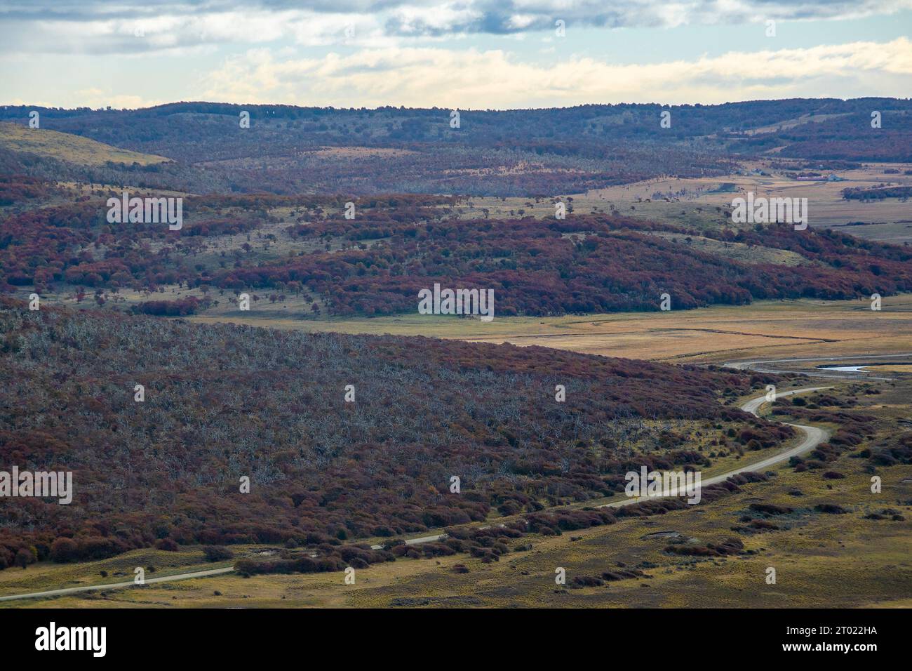 Top of hill aerial view of san pablo cape, tierra del fuego province ...