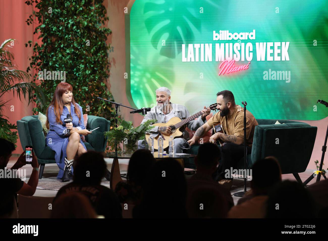 MIAMI BEACH, FL-OCT 3: Ingrid Fajardo, Pedro Capo and Carin Leon are ...