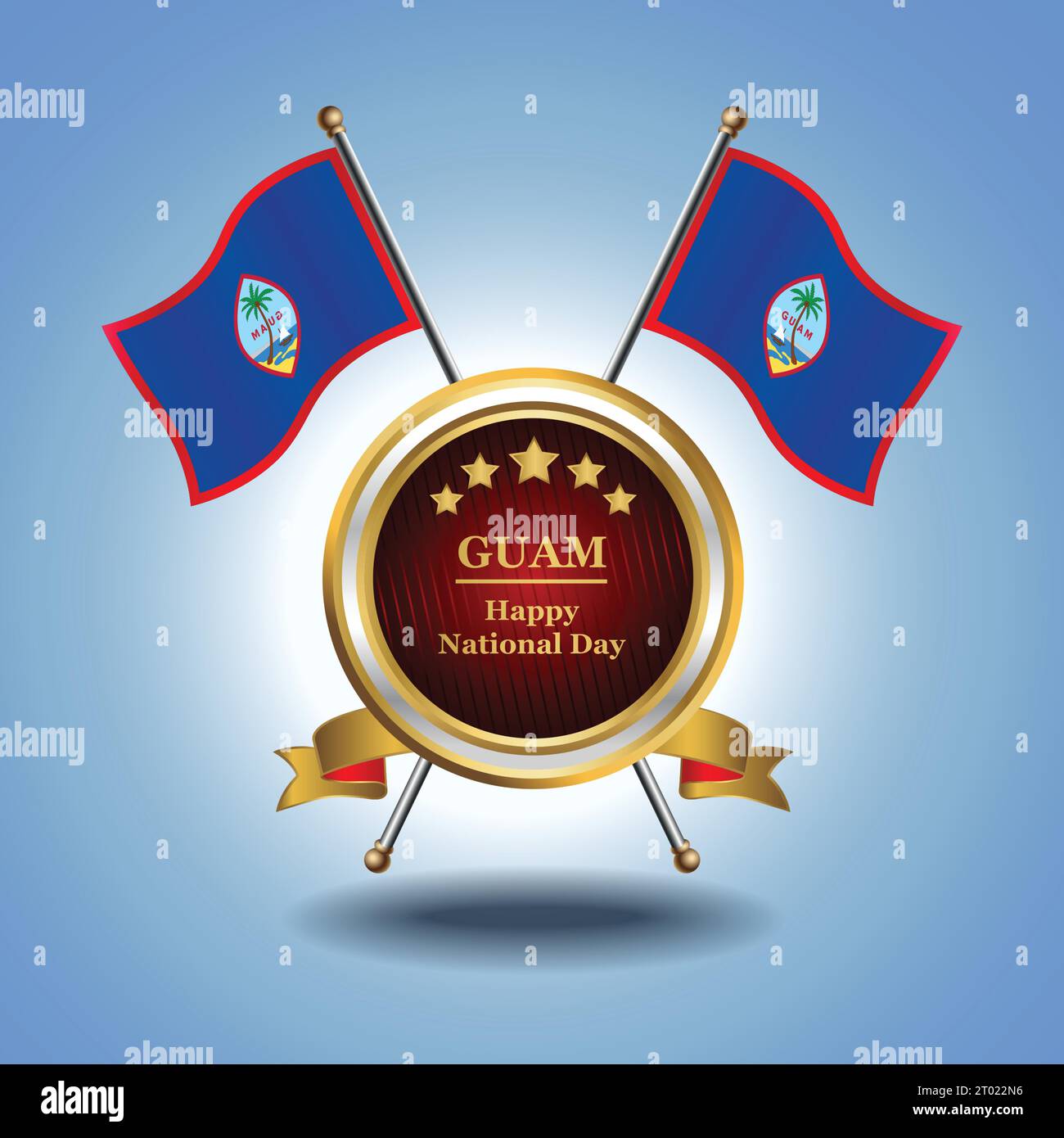 Small National flag of Guam on Circle With garadasi blue background ...