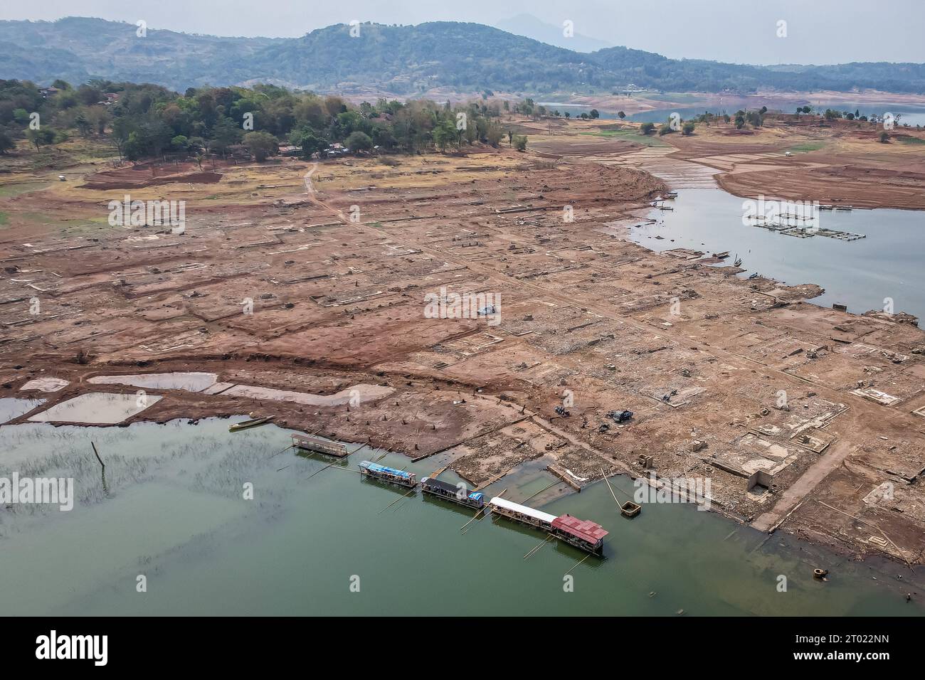 Sumedang, West Java, Indonesia. 3rd Oct, 2023. Aerial view of the ruins ...