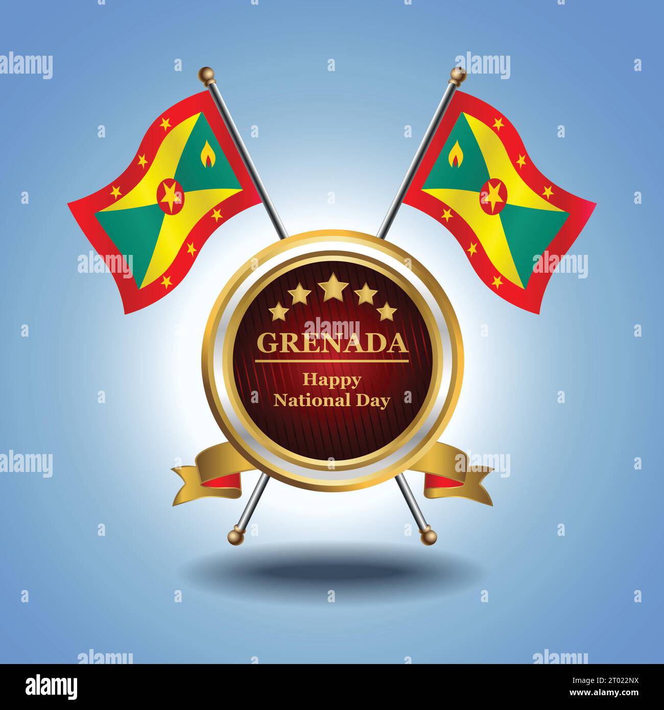 Small National flag of Grenada on Circle With garadasi blue background ...