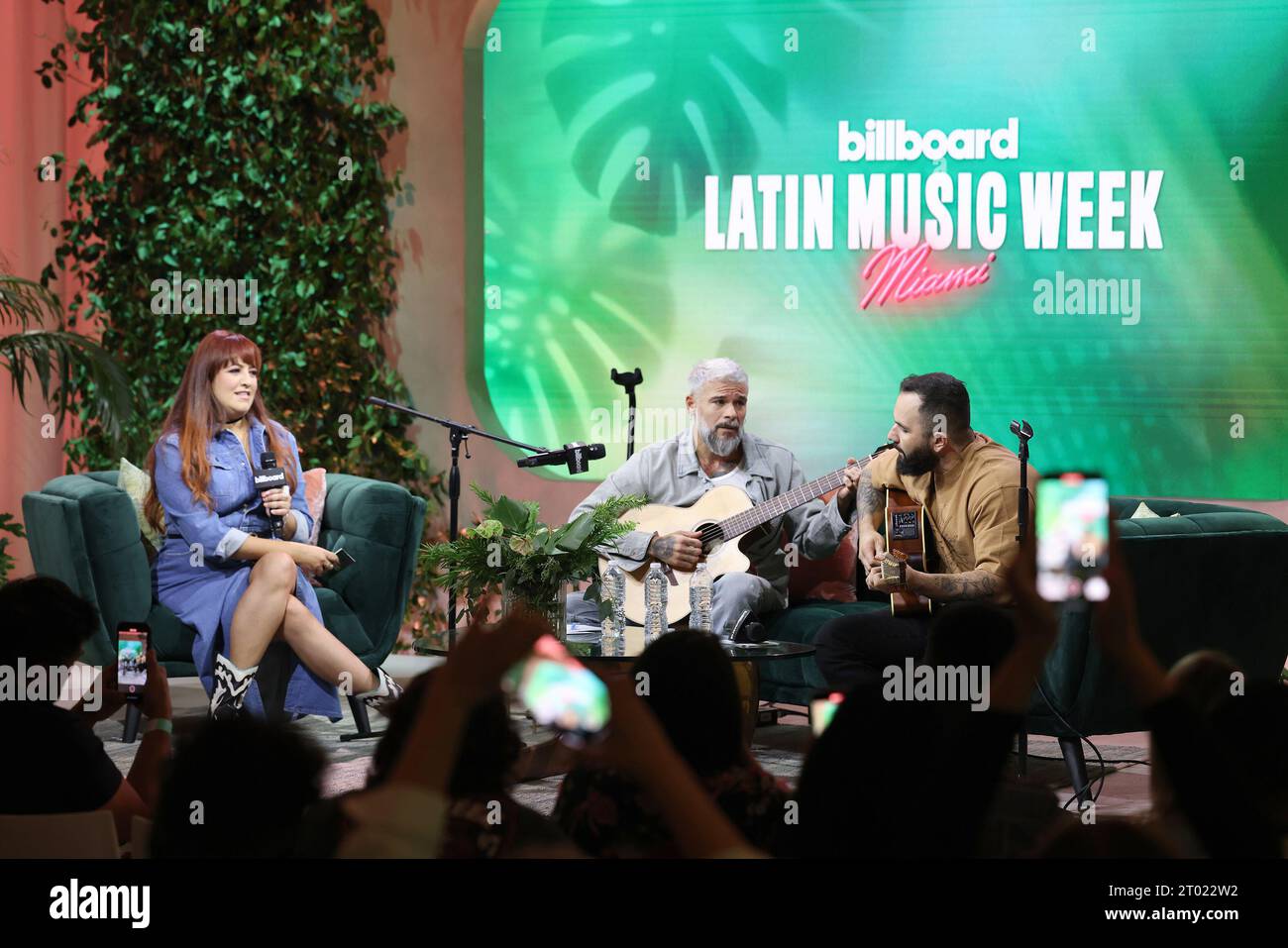 MIAMI BEACH, FL-OCT 3: Ingrid Fajardo, Pedro Capo and Carin Leon are ...
