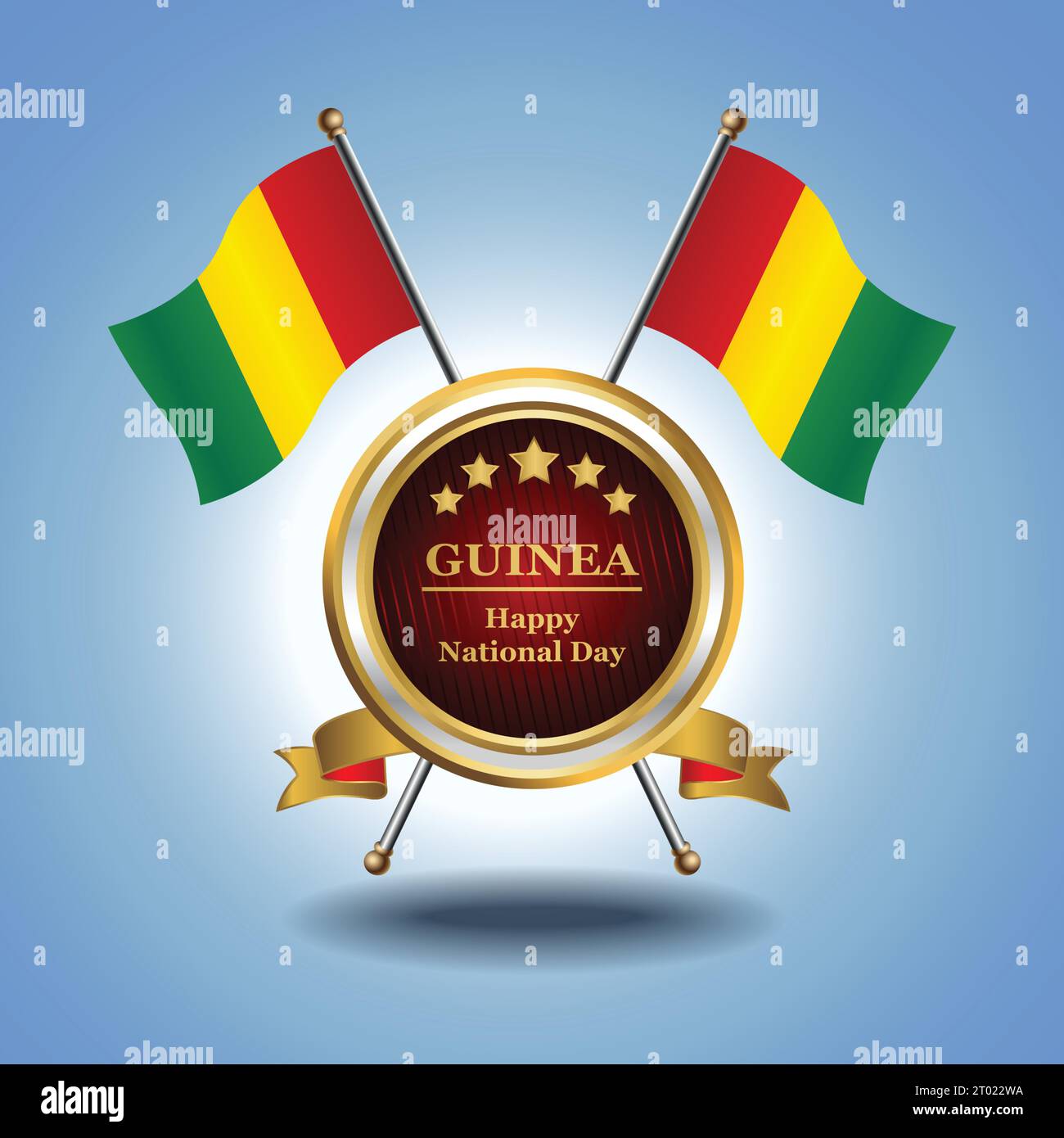 Small National flag of Guinea on Circle With garadasi blue background ...