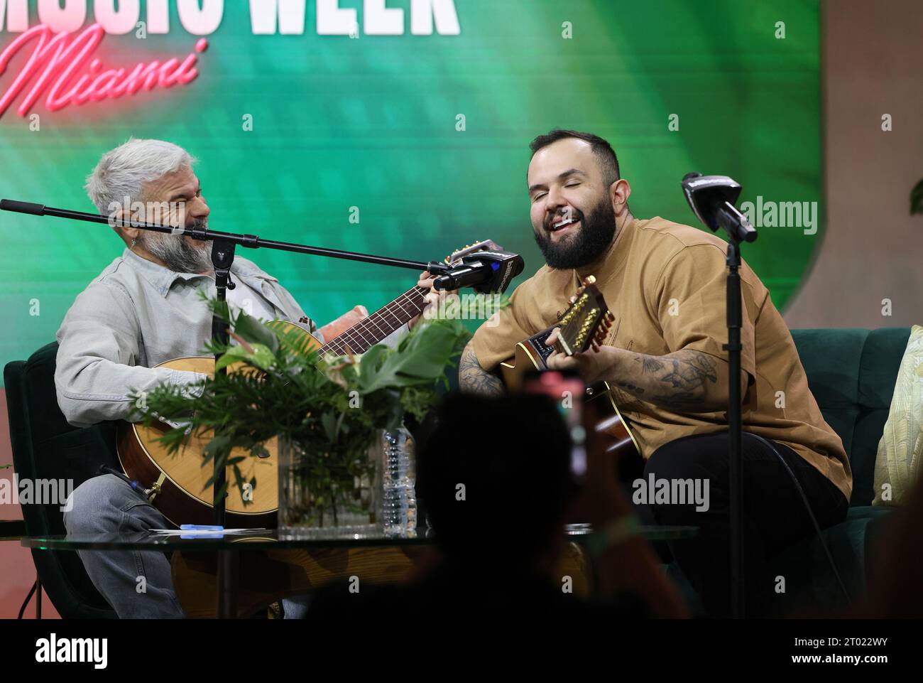 MIAMI BEACH, FL-OCT 3: Pedro Capo and Carin Leon are seen during ...