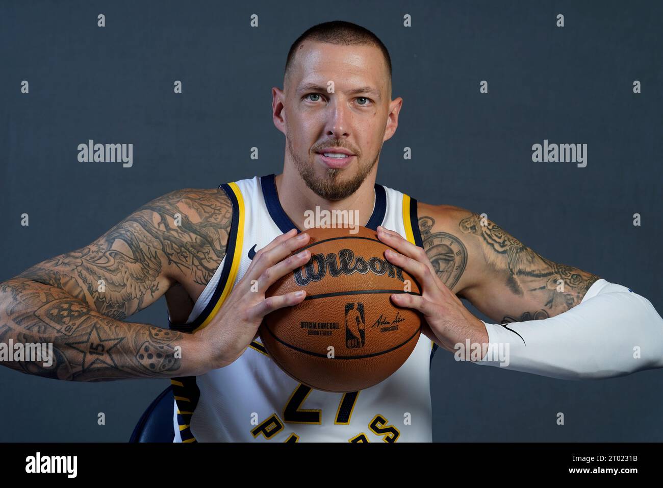 Indiana Pacers center Daniel Theis (27) poses NBA basketball team's ...