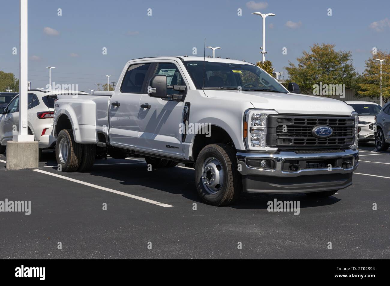 Plainfield - October 1, 2023: Ford F-350 DRW 4X4 Crew Cab display at a ...
