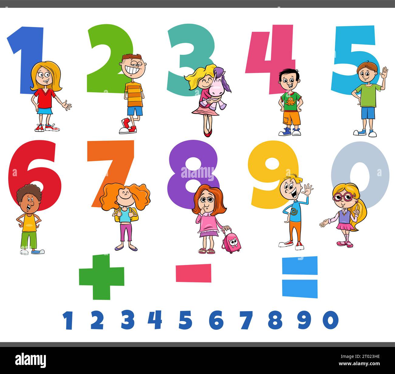 Cartoon illustration of educational numbers set from one to nine with ...