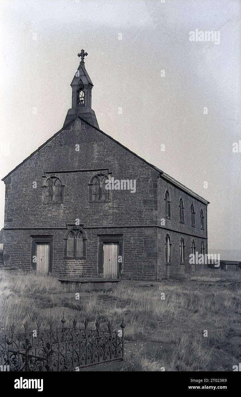 1960s, historical, a church on hilside moors above Oldham, near ...