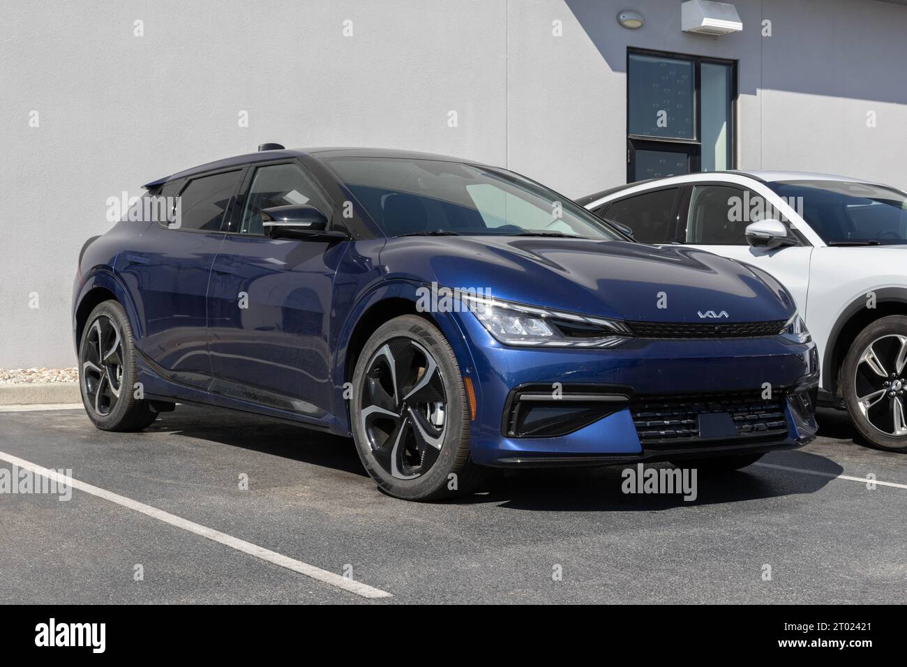 Avon - October 1, 2023: Kia EV6 EV Electric Vehicle display at a ...