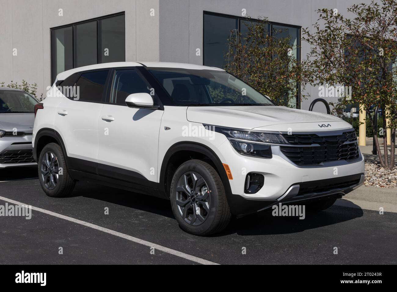 Avon - October 1, 2023: Kia Seltos display at a dealership. Kia offers the Seltos in LX, S, EX ...