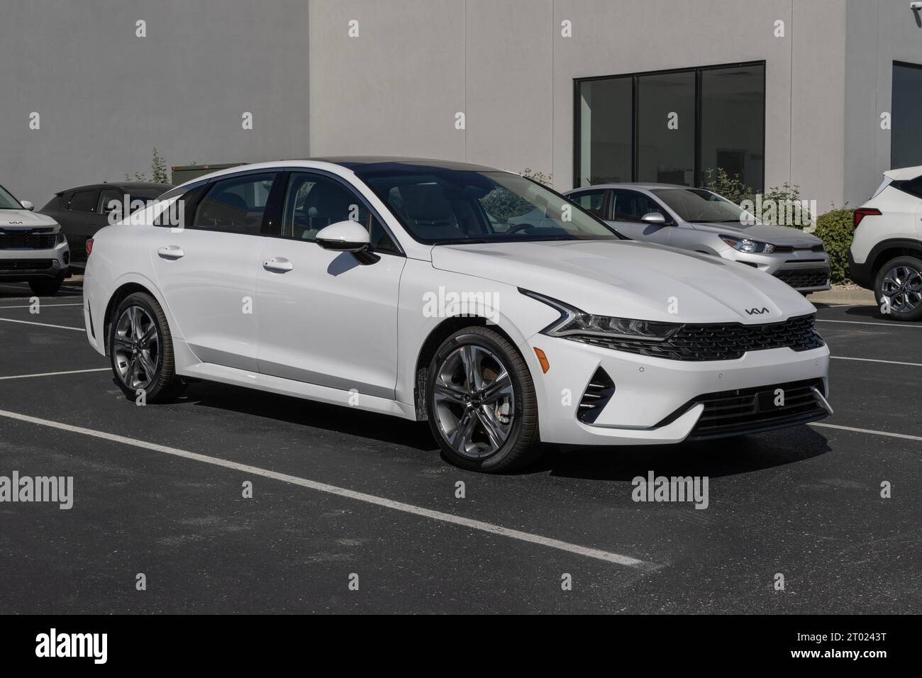 Avon - October 1, 2023: Kia K5 display at a dealership. Kia offers the ...