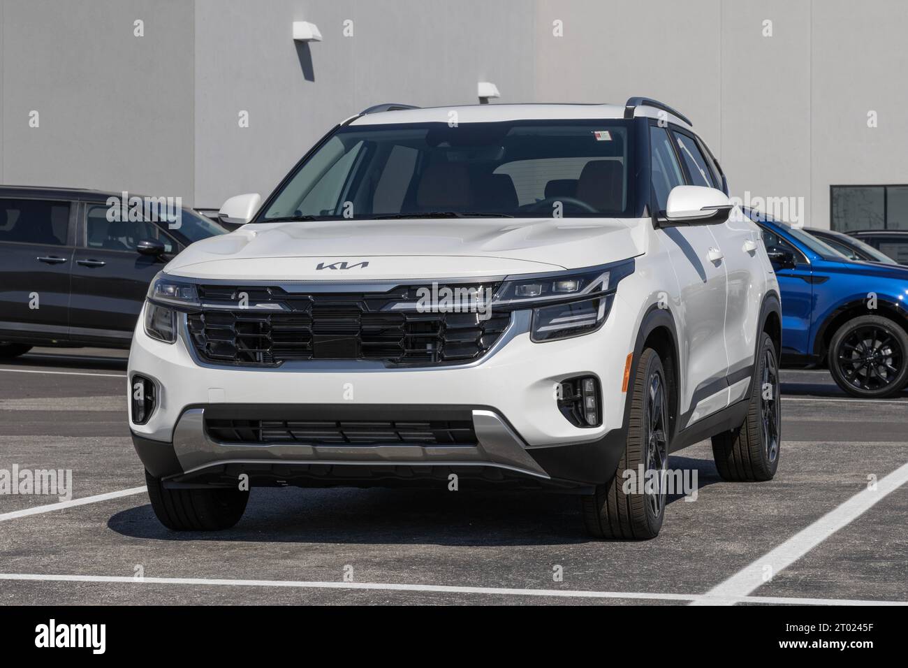 Avon - October 1, 2023: Kia Seltos display at a dealership. Kia offers the Seltos in LX, S, EX ...