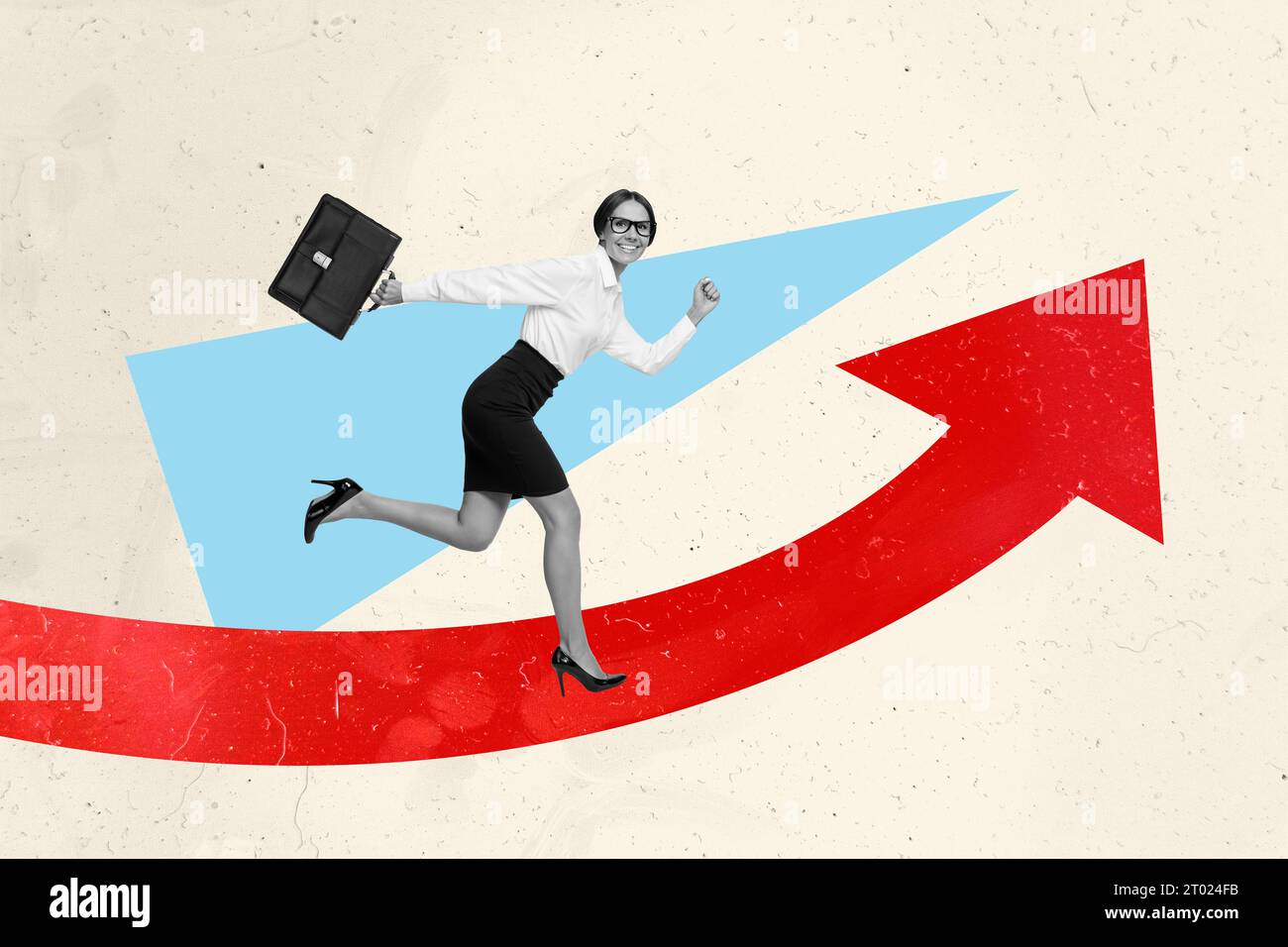 Creative composite artwork photo collage of happy positive ambitious ...