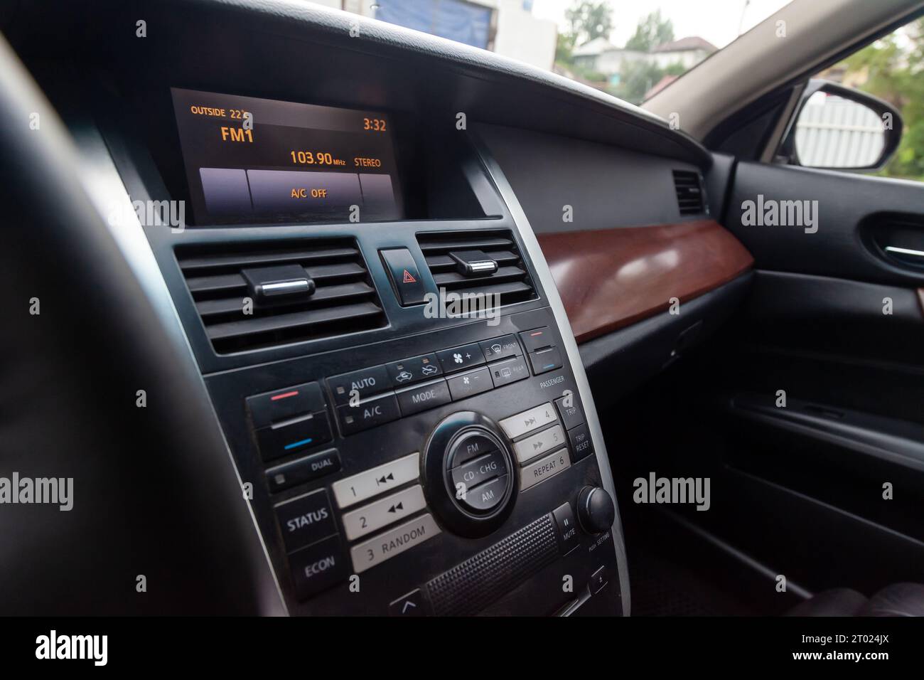 Interior view with steeering wheel and dashboard of luxury very ...