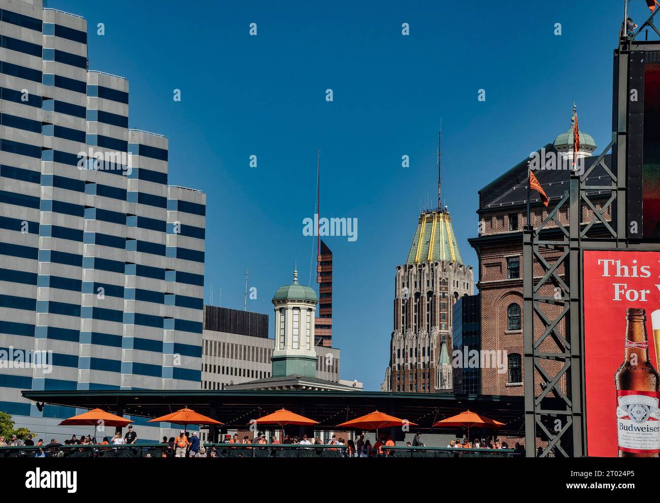 Baltimore skyline from Camden Yards baseball stadium Stock Photo - Alamy