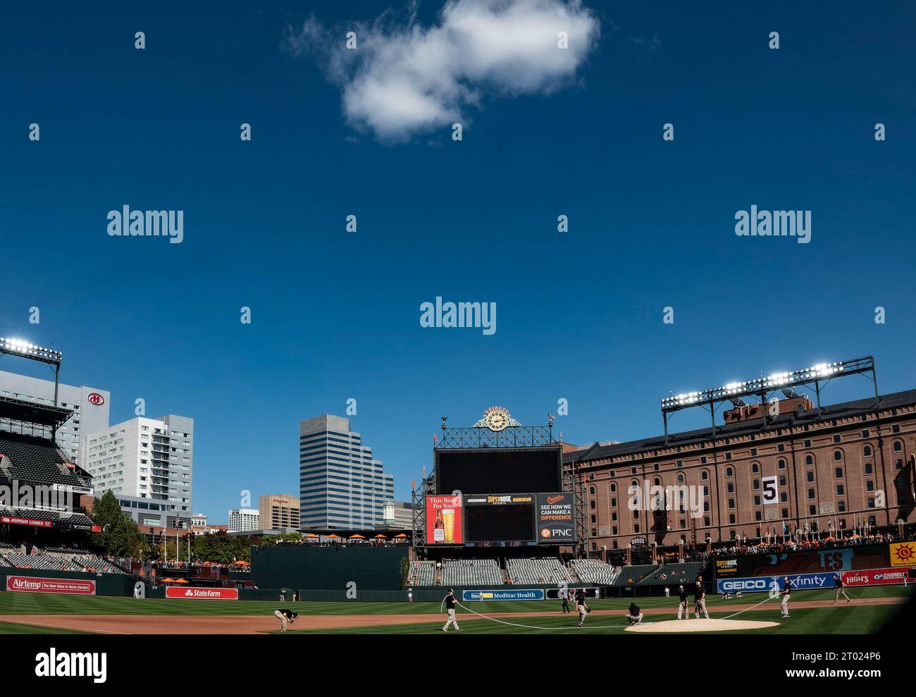 Baltimore skyline from Camden Yards baseball stadium Stock Photo - Alamy