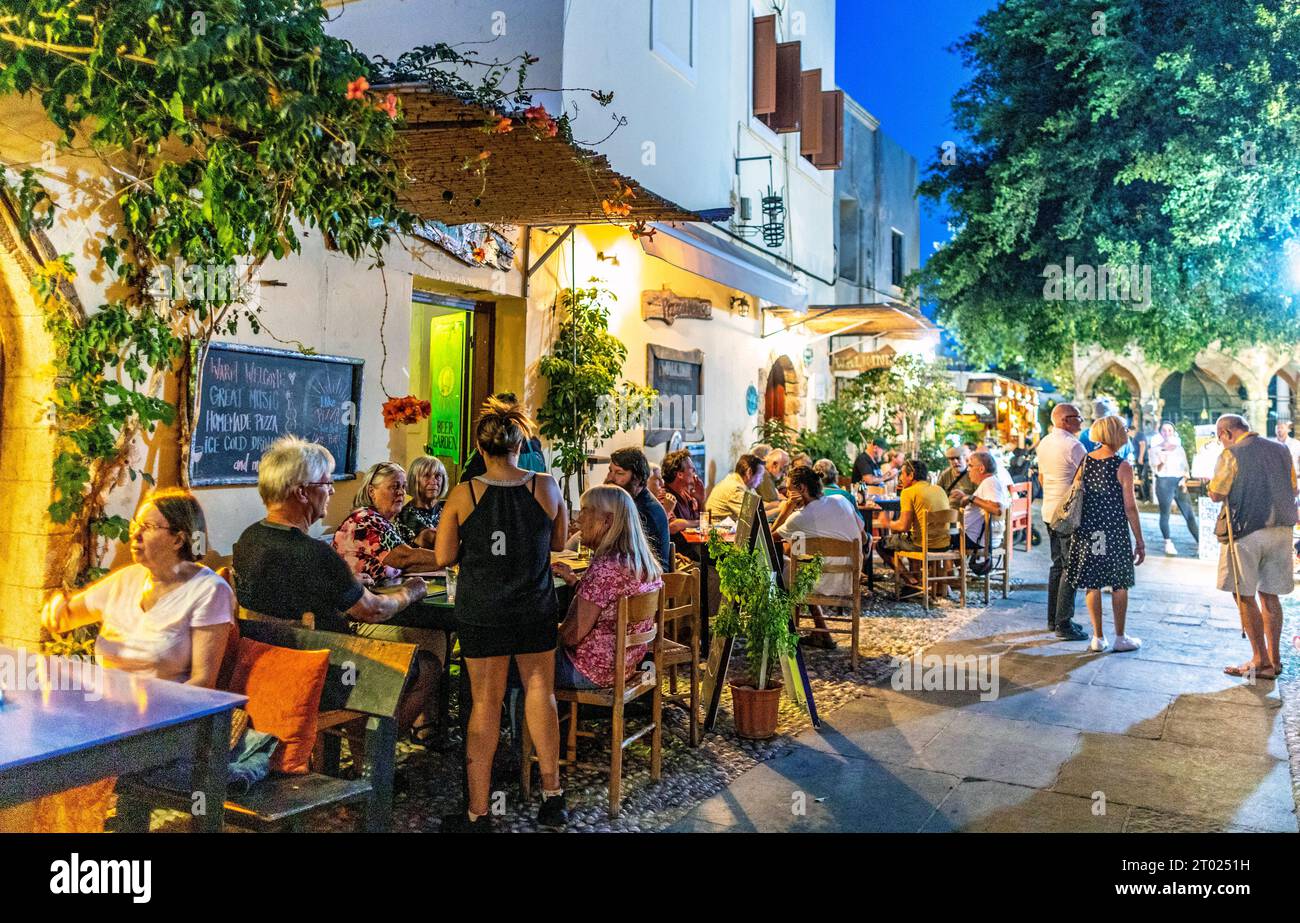 Taverna At Night Rhodes old Town Greece Islands Greece Stock Photo - Alamy