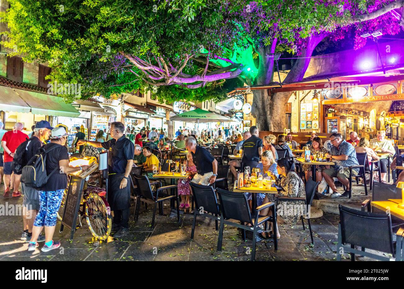 Taverna At Night Rhodes old Town Greece Islands Greece Stock Photo - Alamy