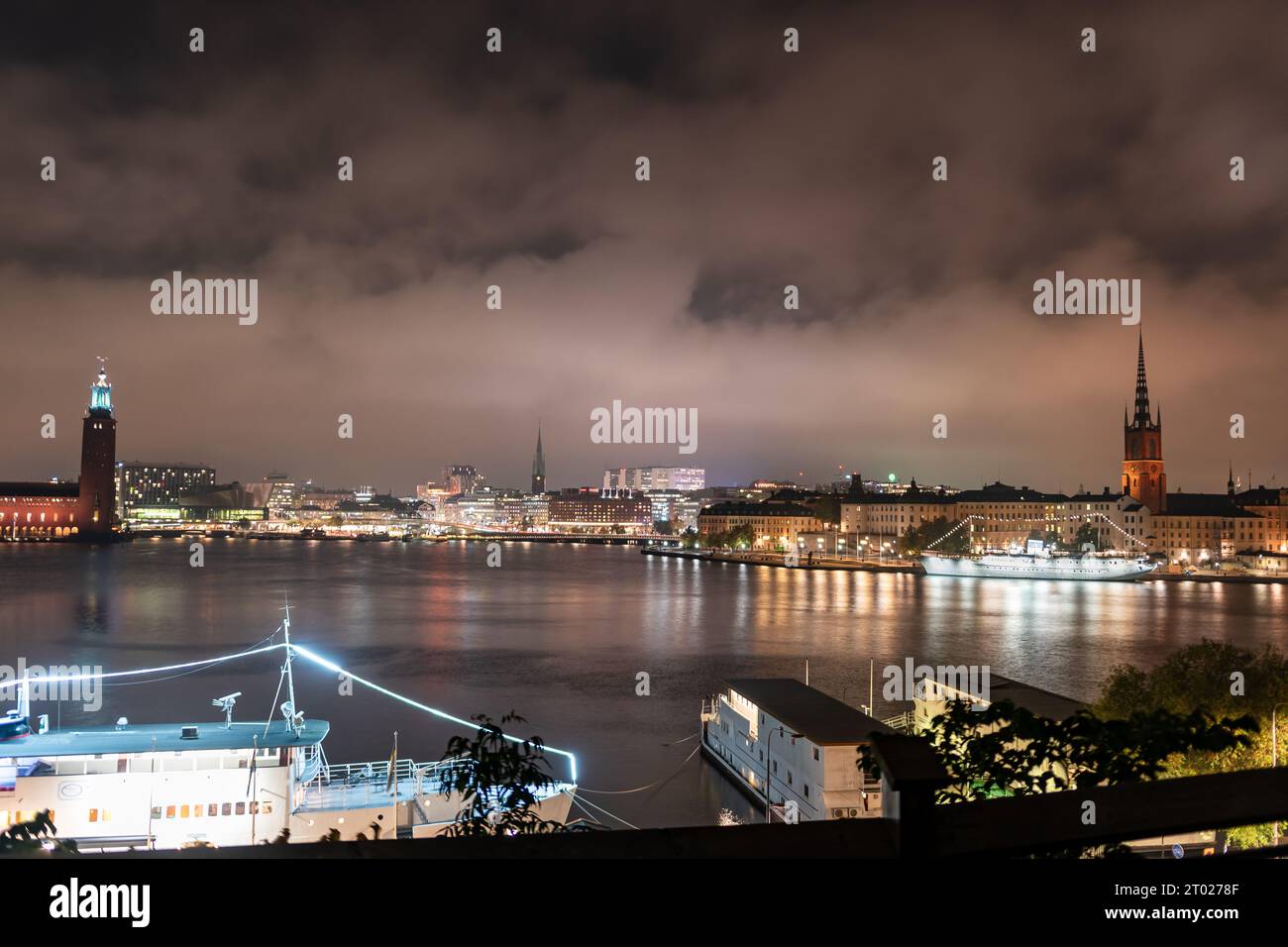 Stockholm city illuminated night aerial hi-res stock photography and ...
