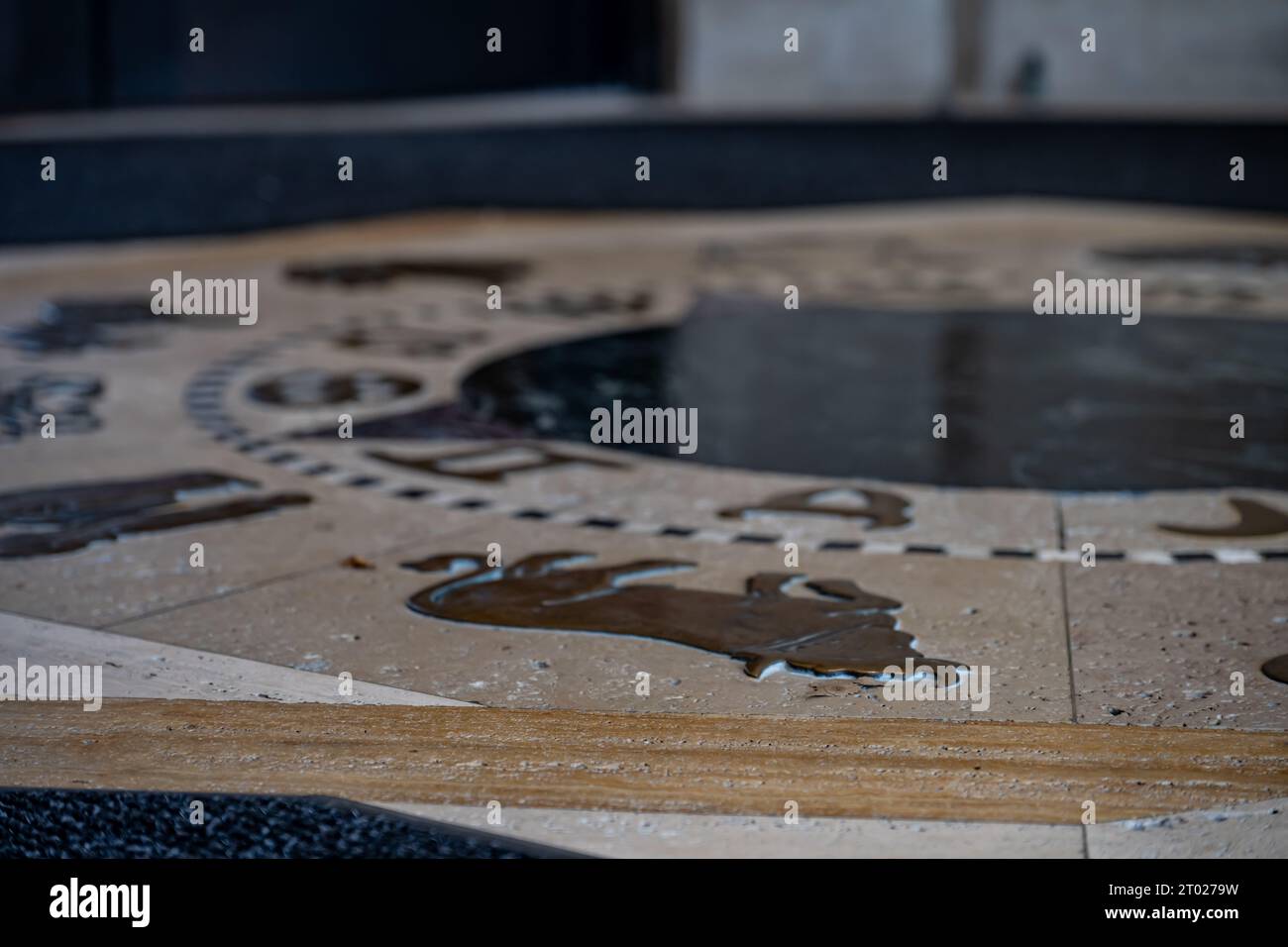 Ames, IA, USA - 10.1.2023: Ground level view of the zodiac symbol in ...