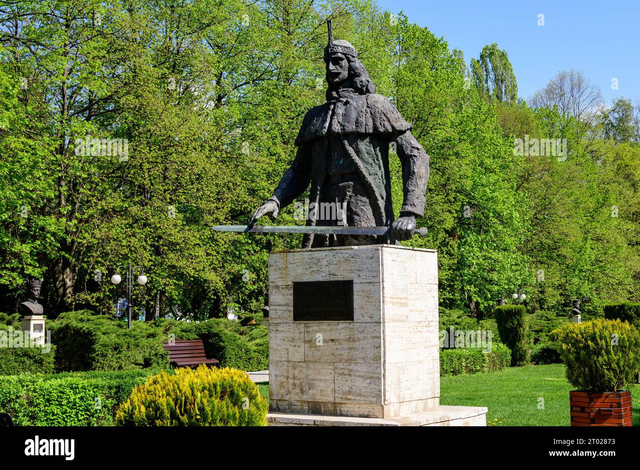 Landscape with vivid green trees and grass in Chindia Park (Parcul ...