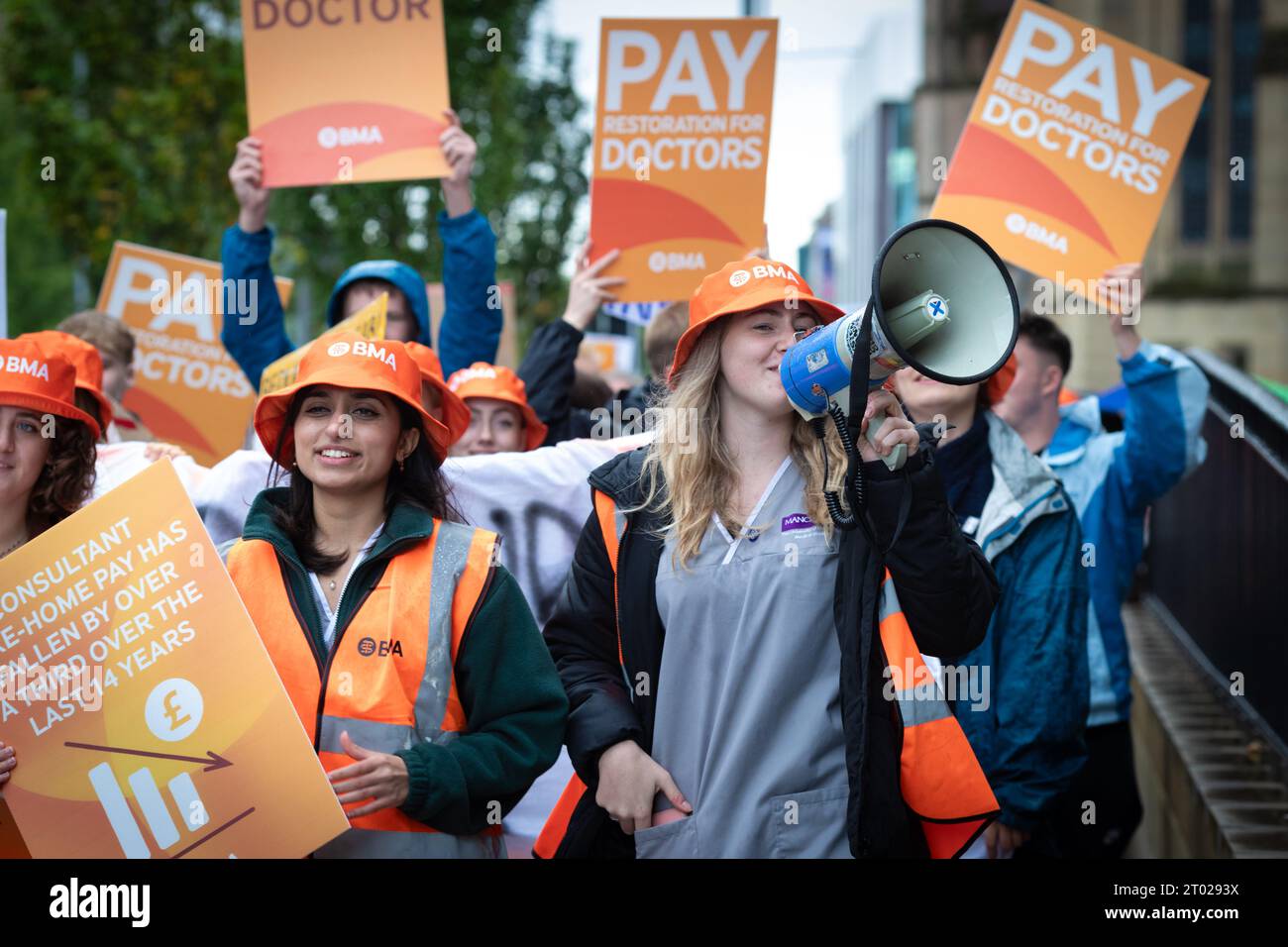 Student doctors march while chanting slogans in support of fair pay ...