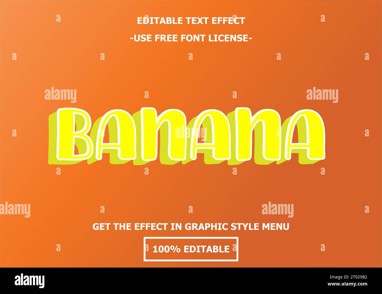 Banana 3D editable text effect template. Style premium free font ...
