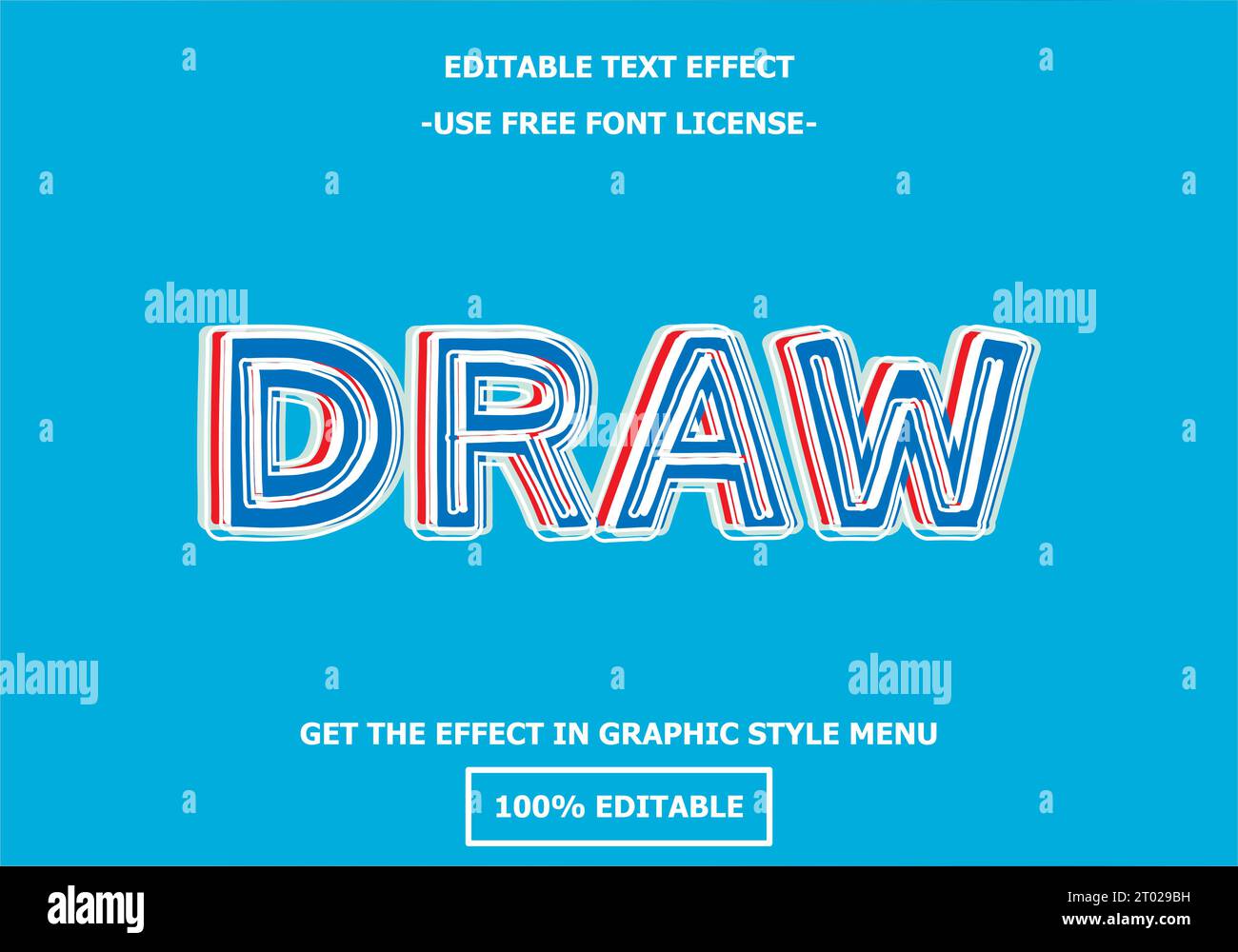Draw 3D editable text effect template. Style premium free font license ...