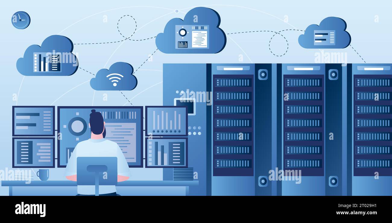 Back view office screens Stock Vector Images - Alamy