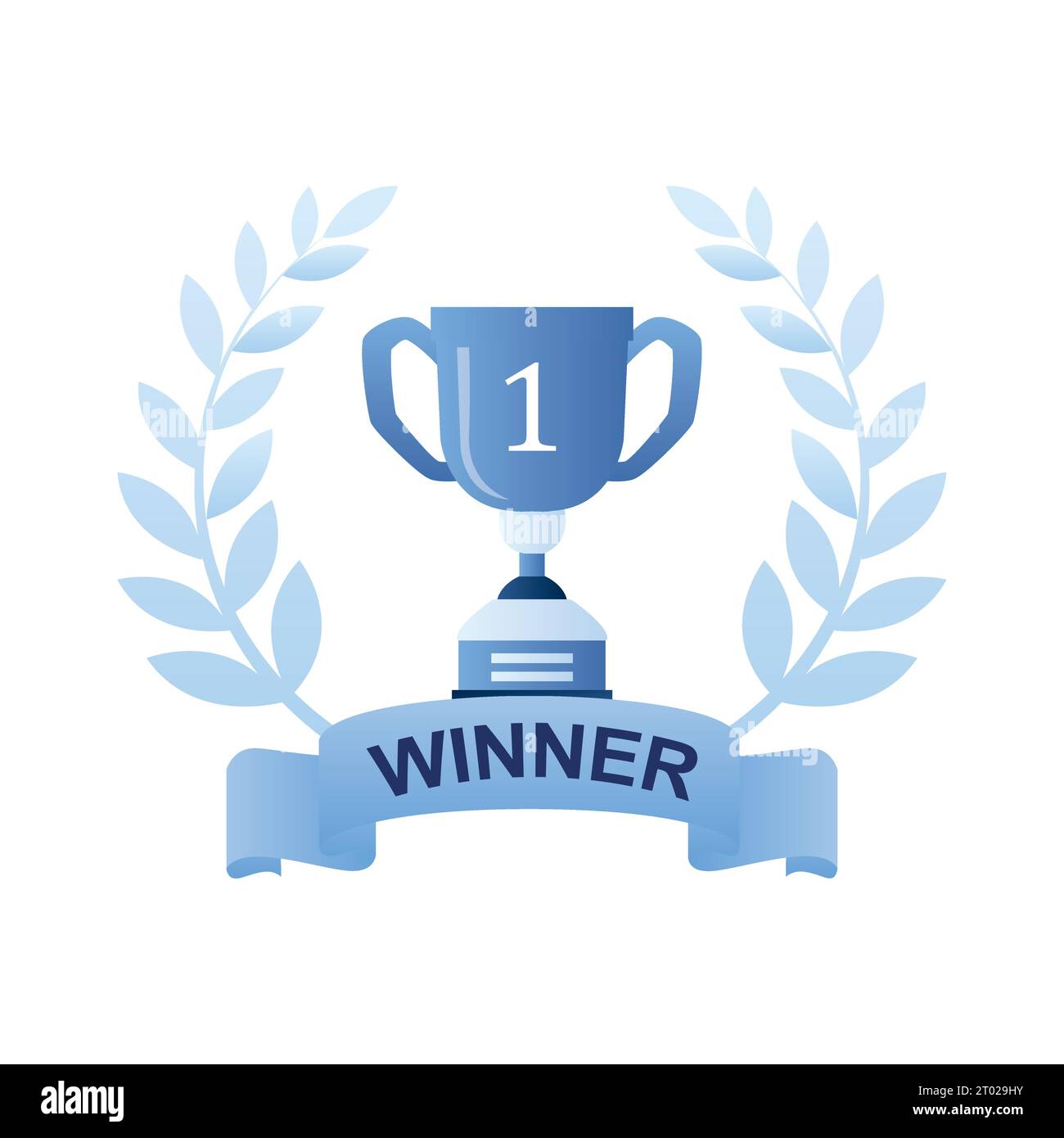 Winner cup inside of award wreath with ribbon. Successful results ...