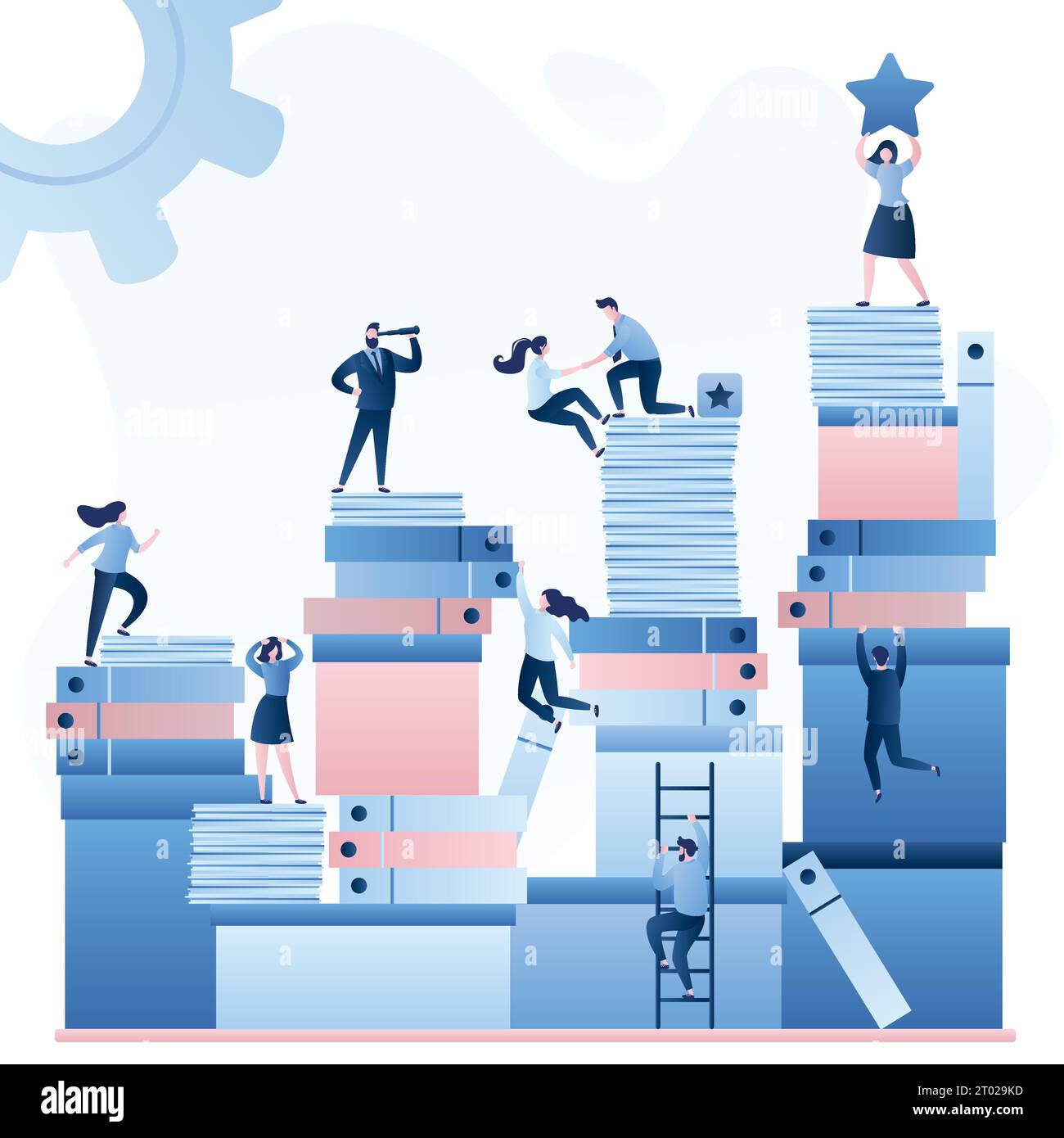 Huge heaps of paper documents and folders. Office work and corporate ...