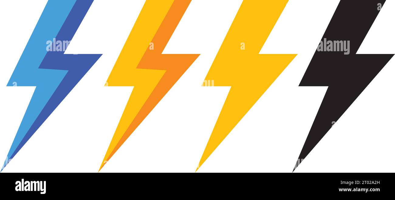 Flash icons collection. lightning bolt icon set. Bolt logo. Electric symbols. Electric lightning ...
