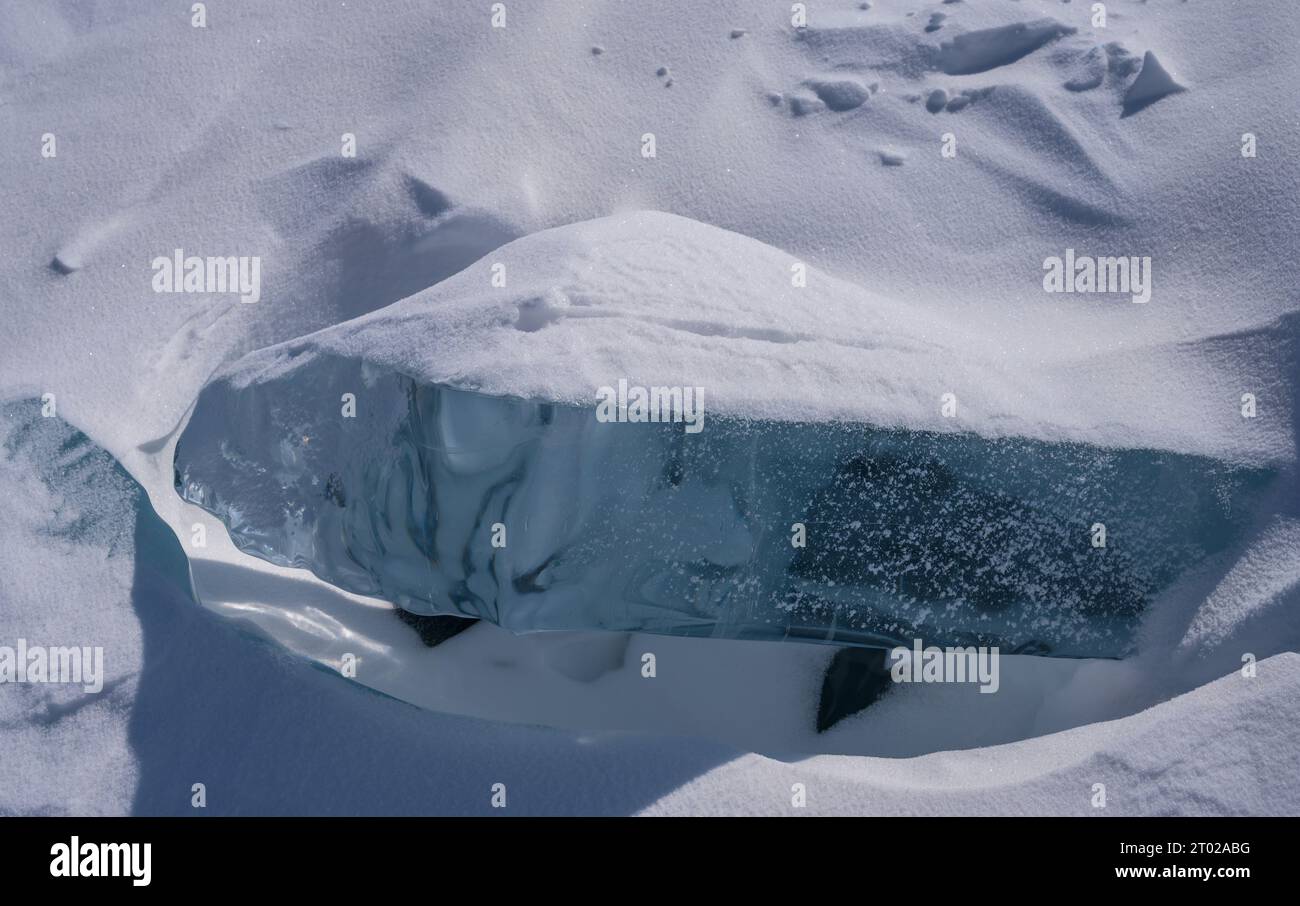 Ice hummock on the ice of lake Baikal. On the ice of Lake Baikal ...