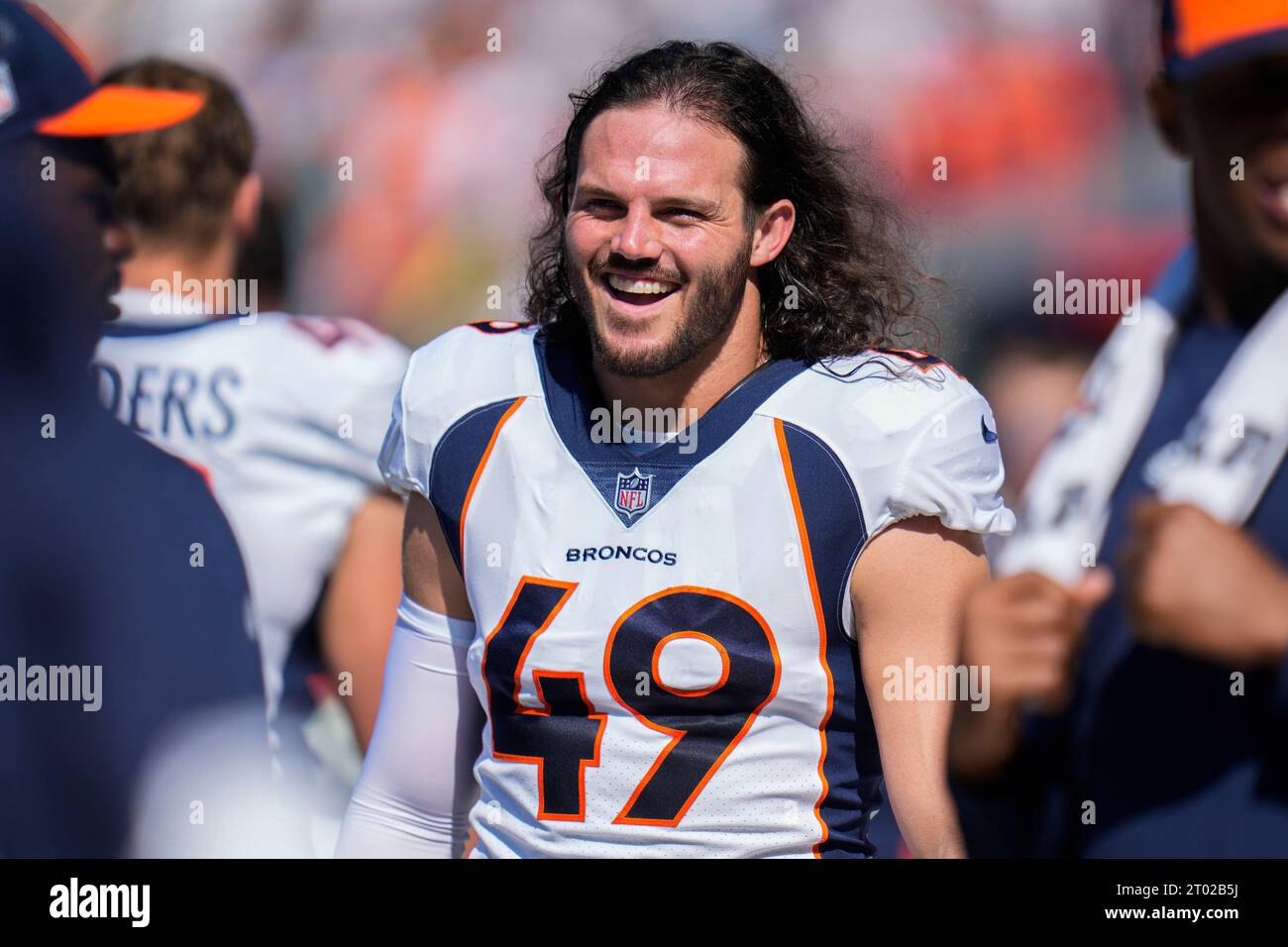 Denver Broncos linebacker Alex Singleton (49) stands on the sidelines ...