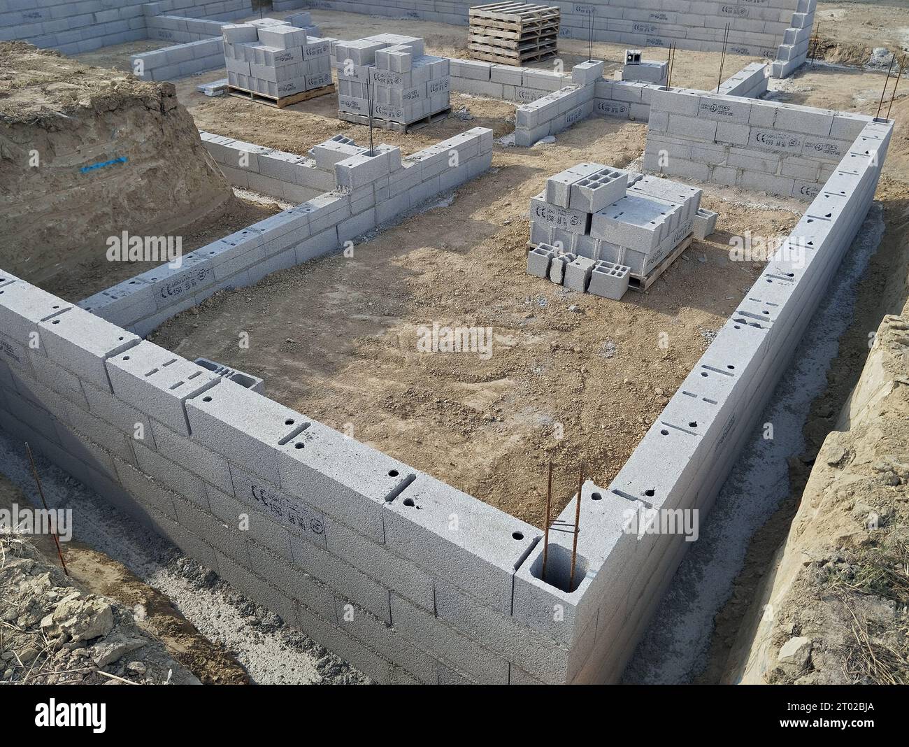 House construction site. Structural work Stock Photo - Alamy