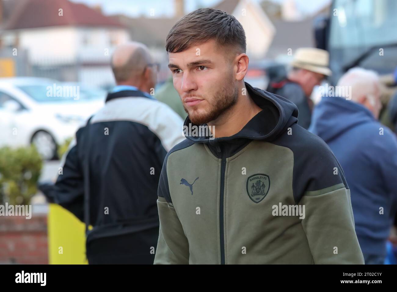 John Mcatee #45 of Barnsley arrives during the Sky Bet League 1 match ...