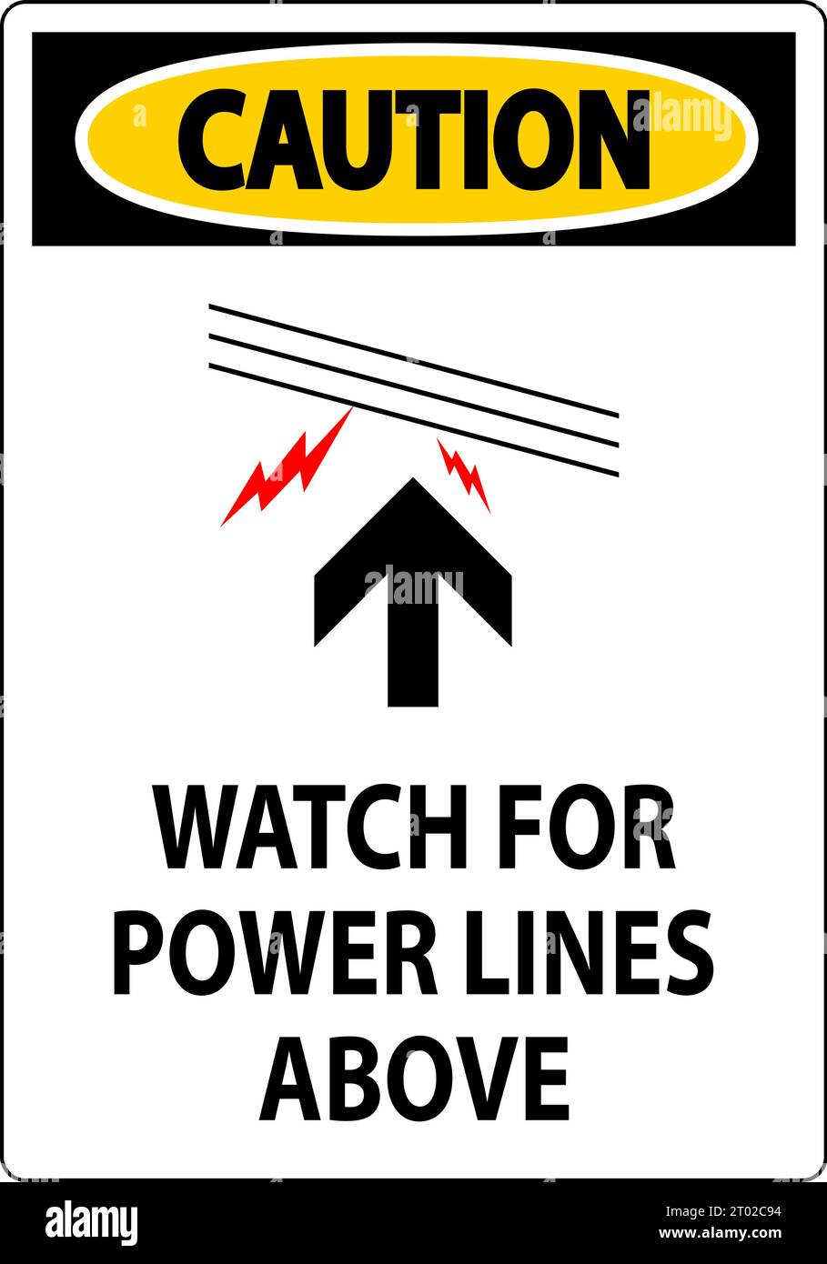 Caution Sign Watch For Power Lines Above Stock Vector Image & Art - Alamy