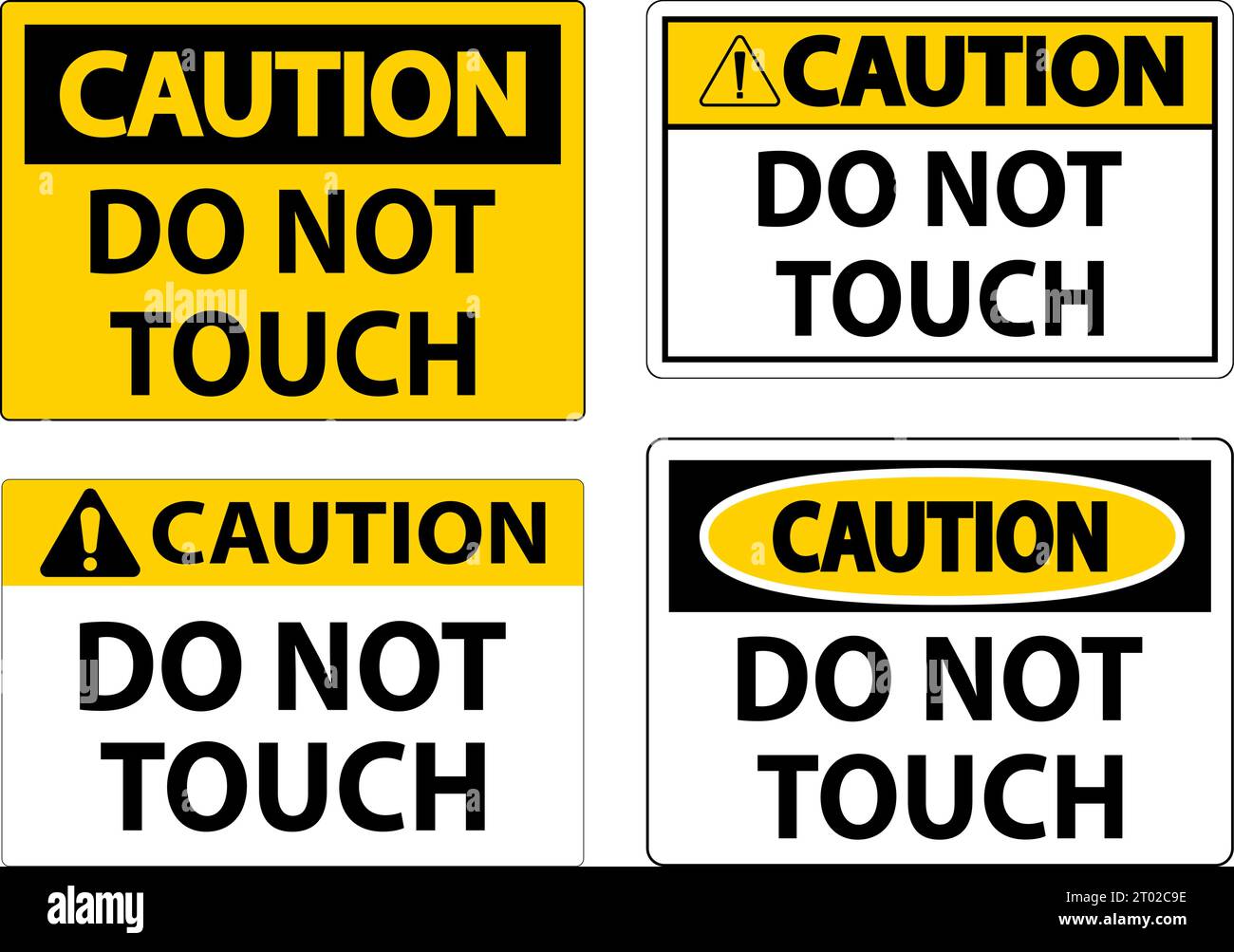 Caution round red sticker Stock Vector Images - Alamy