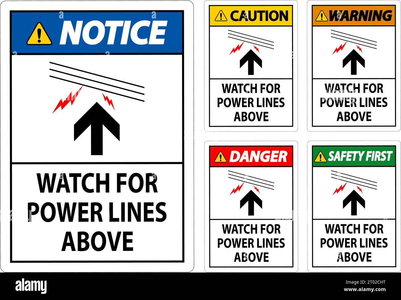 Danger Sign Watch For Power Lines Above Stock Vector Image & Art - Alamy