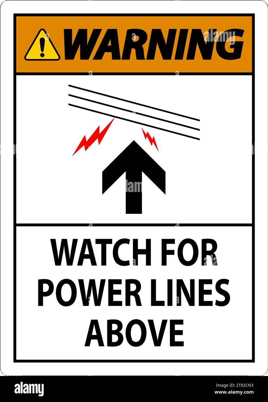 Warning Sign Watch For Power Lines Above Stock Vector Image & Art - Alamy