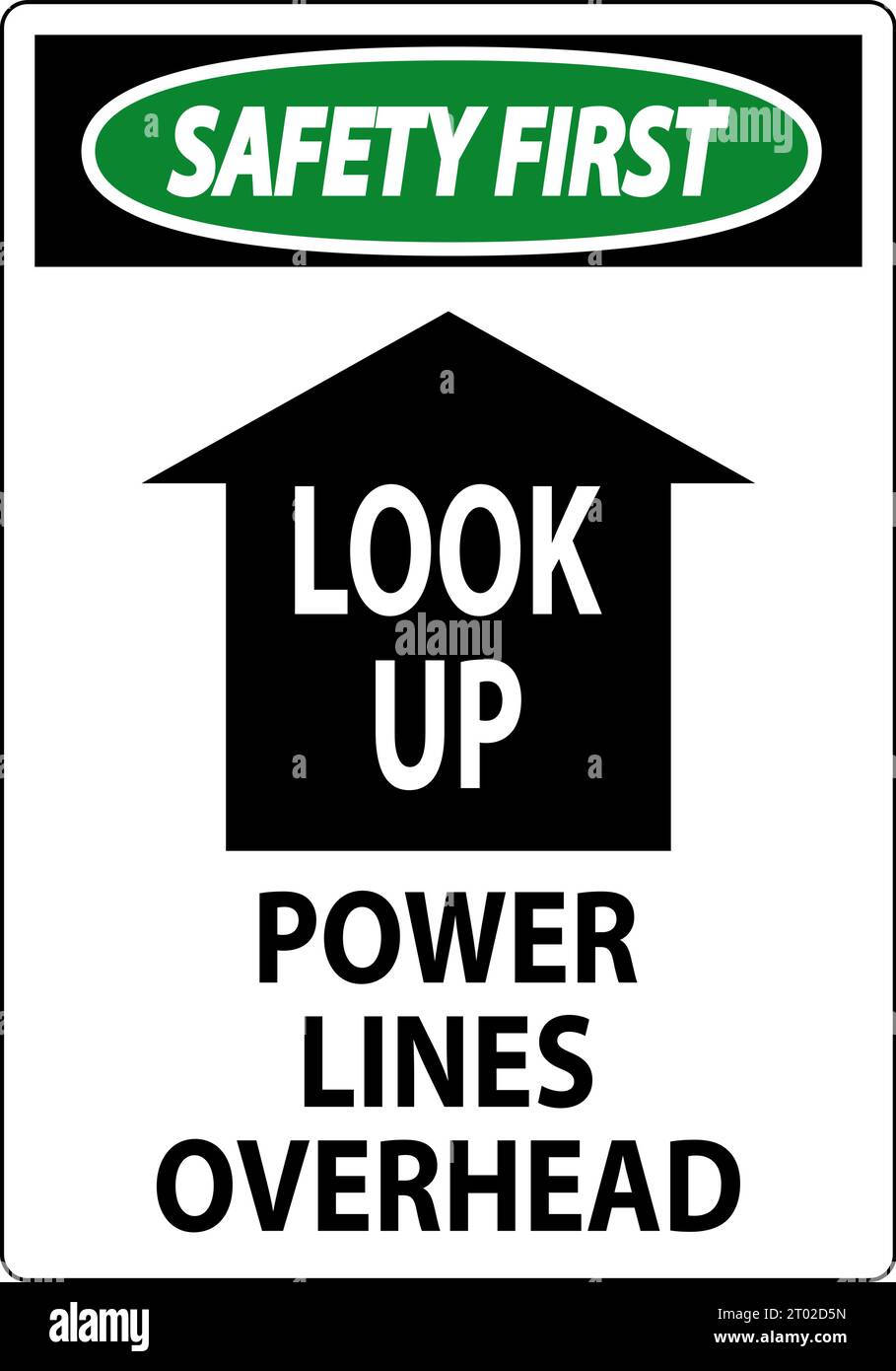 Electrical Safety Sign Caution Look Up, Power Lines Overhead Stock ...