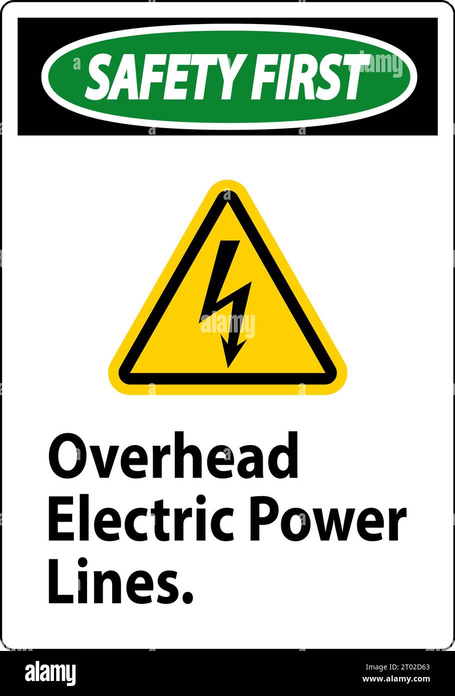 Safety First Sign Overhead Electric Power Lines Stock Vector Image ...