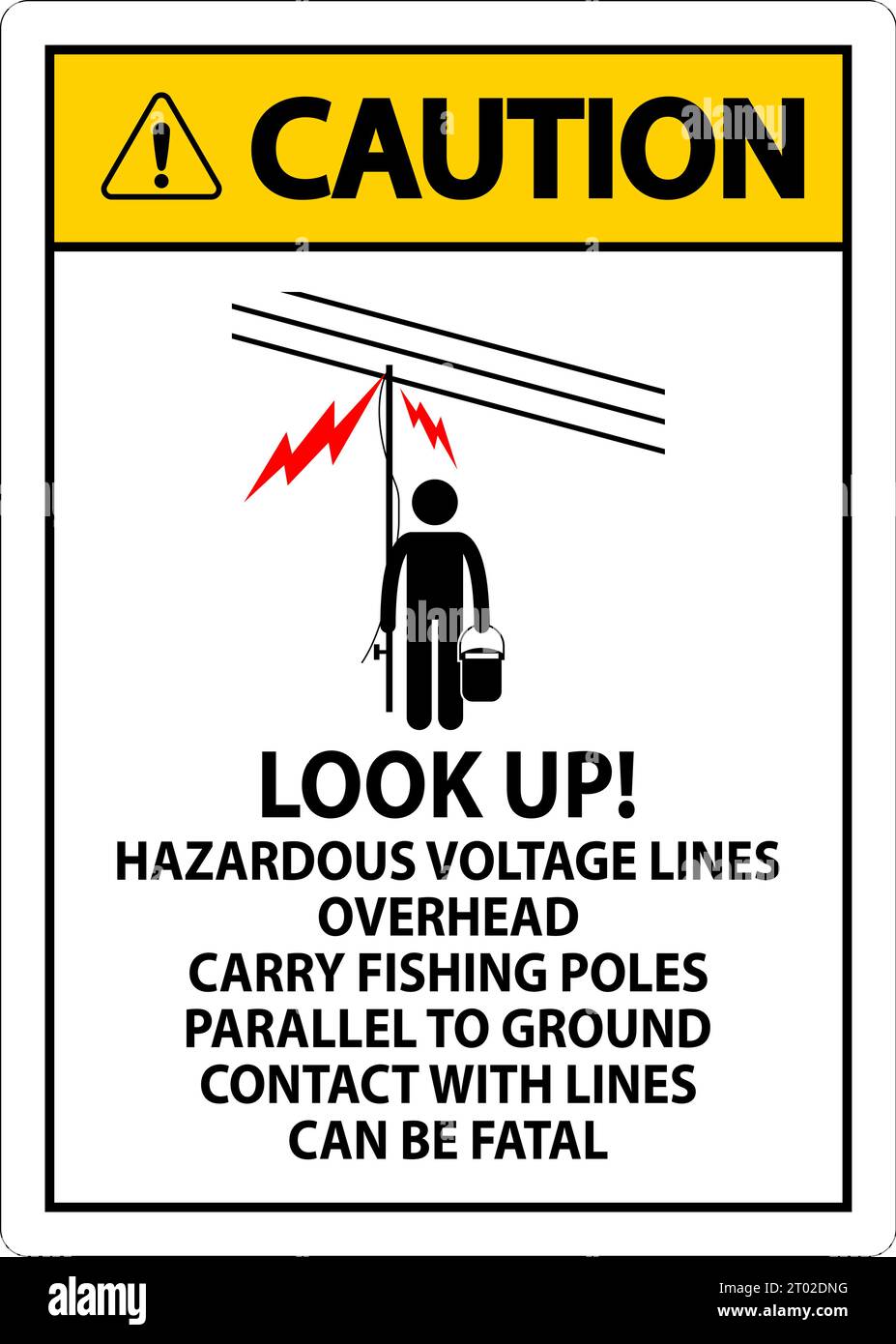 Caution Sign Look Up Hazardous Voltage Lines Overhead Stock Vector ...