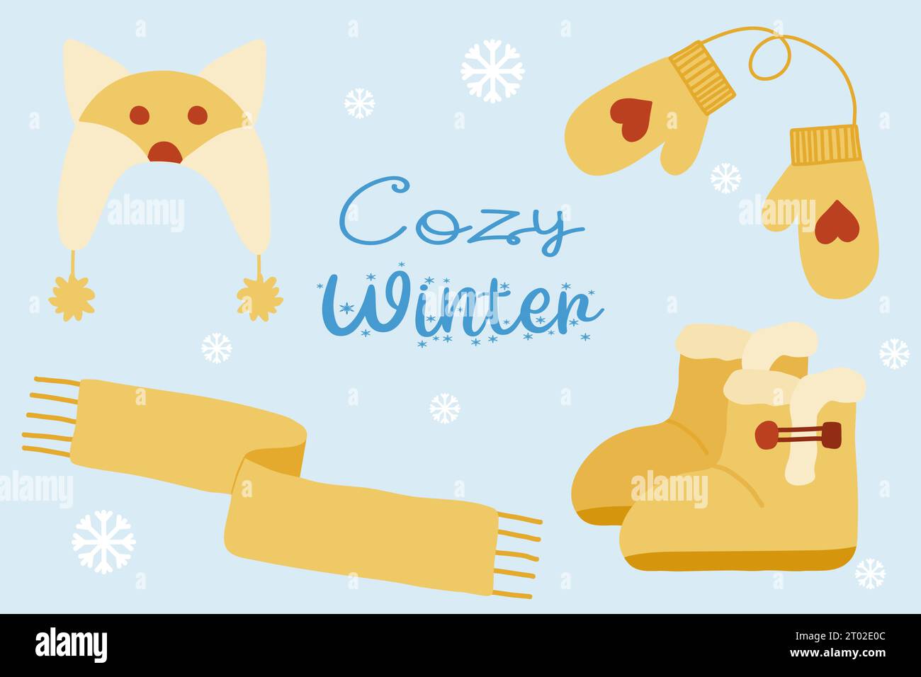 Set of suede slipper boots with fur, cute warm hat, scarf and mittens ...